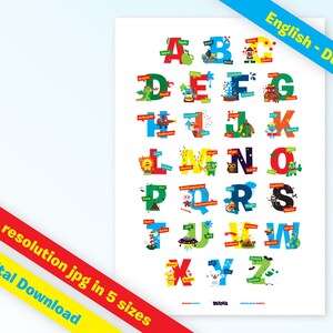 English-dutch Bilingual ABC Alphabet Poster, Educational , Kids Decor ...