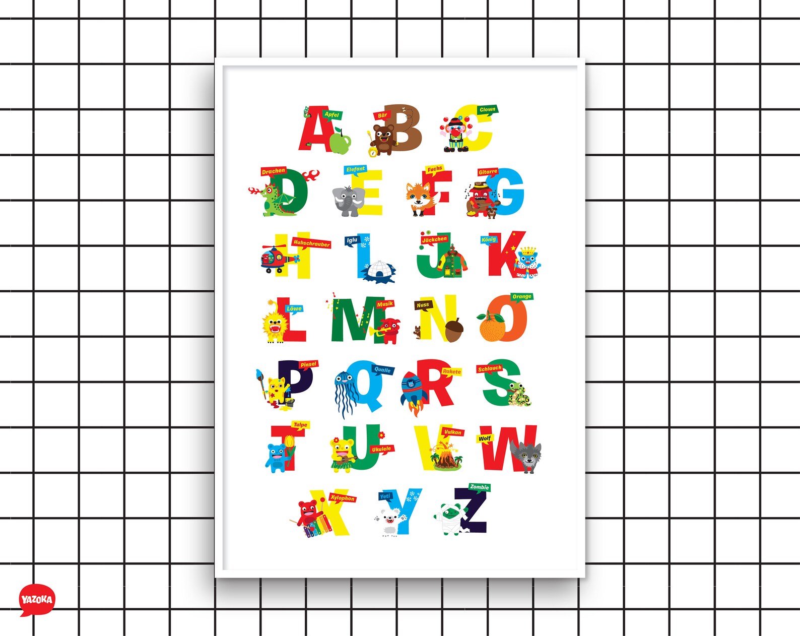German ABC Alphabet Poster, Bold, Deutsch, Kids Decor, Colourful ...