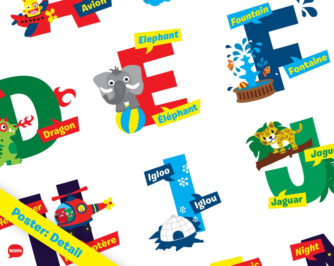 English-french, Bilingual ABC Alphabet Poster, Educational , Kids Decor ...