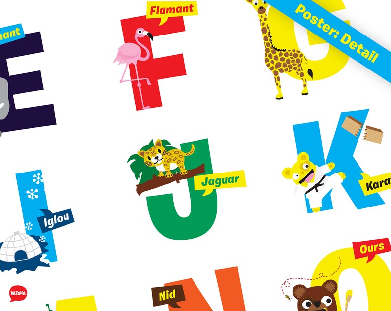 French ABC Alphabet Poster, Bold, Français, Kids Decor, Colourful ...