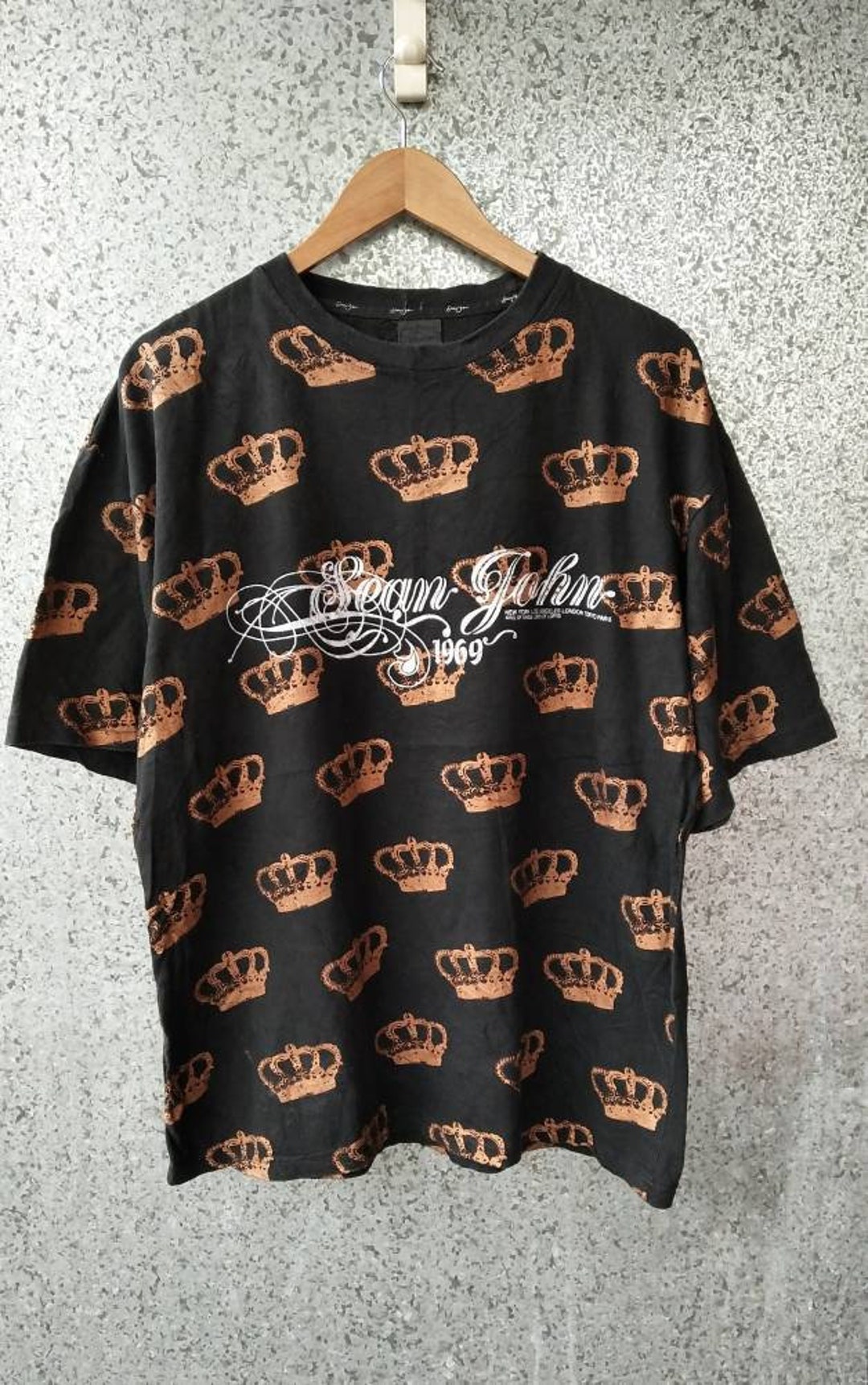 Sean John T Shirt Full Print Crown Design Hip Hop / Swag / Rapper Size ...