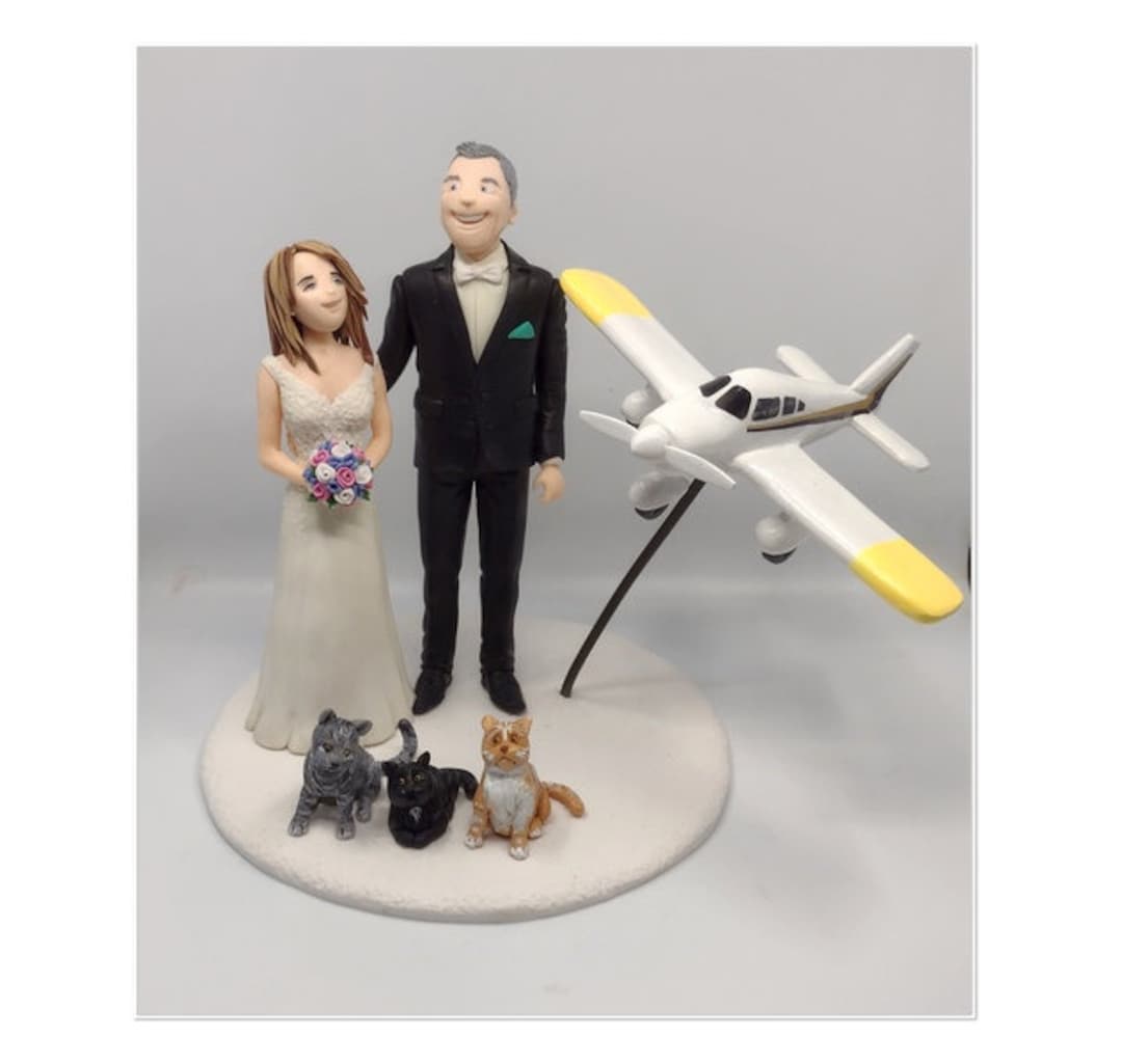 Airplane Bride and Groom Cake Topper, the Plane Wedding Cake Topper ...