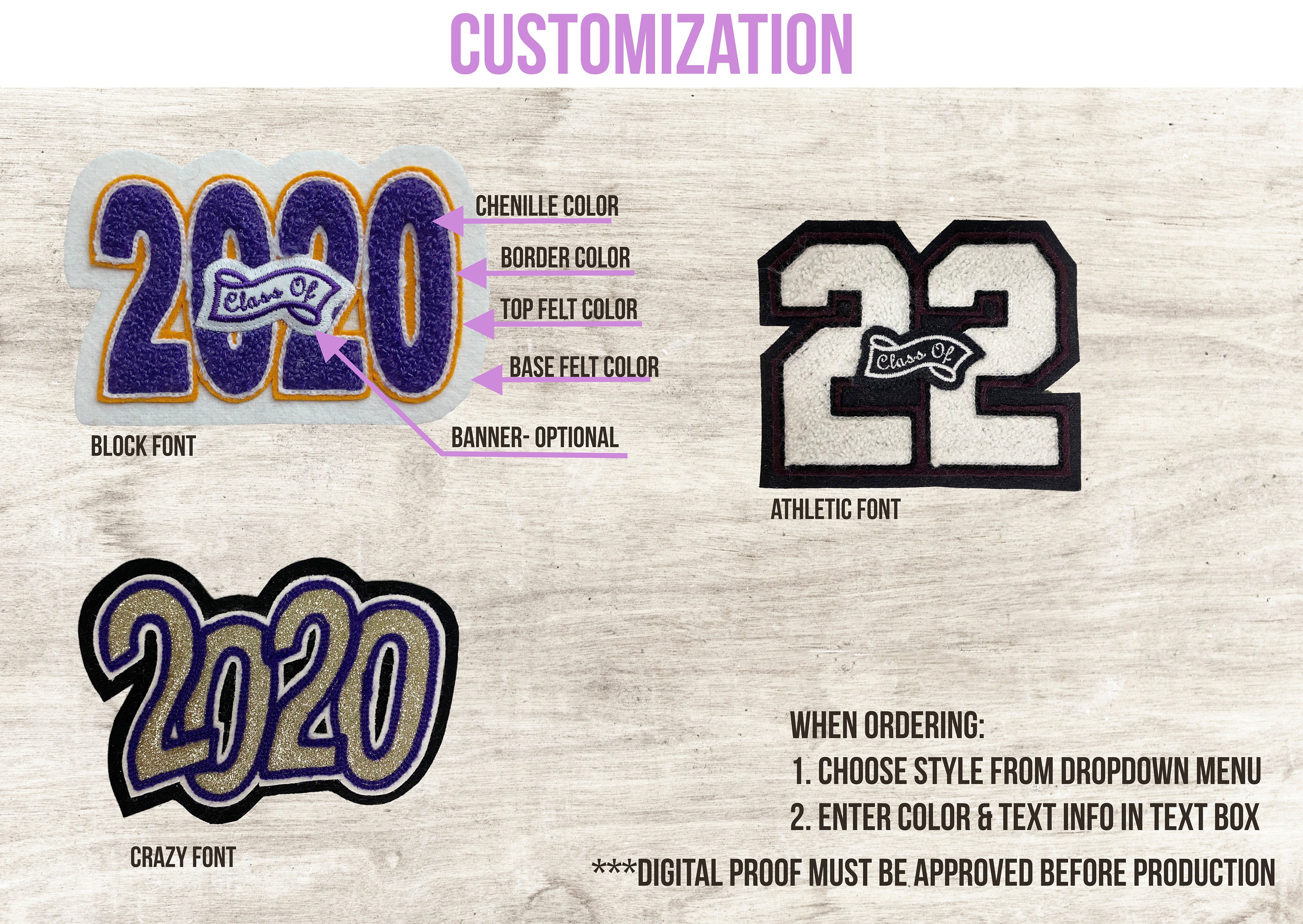 Custom Grad Year Letterman Chenille Patch - Etsy