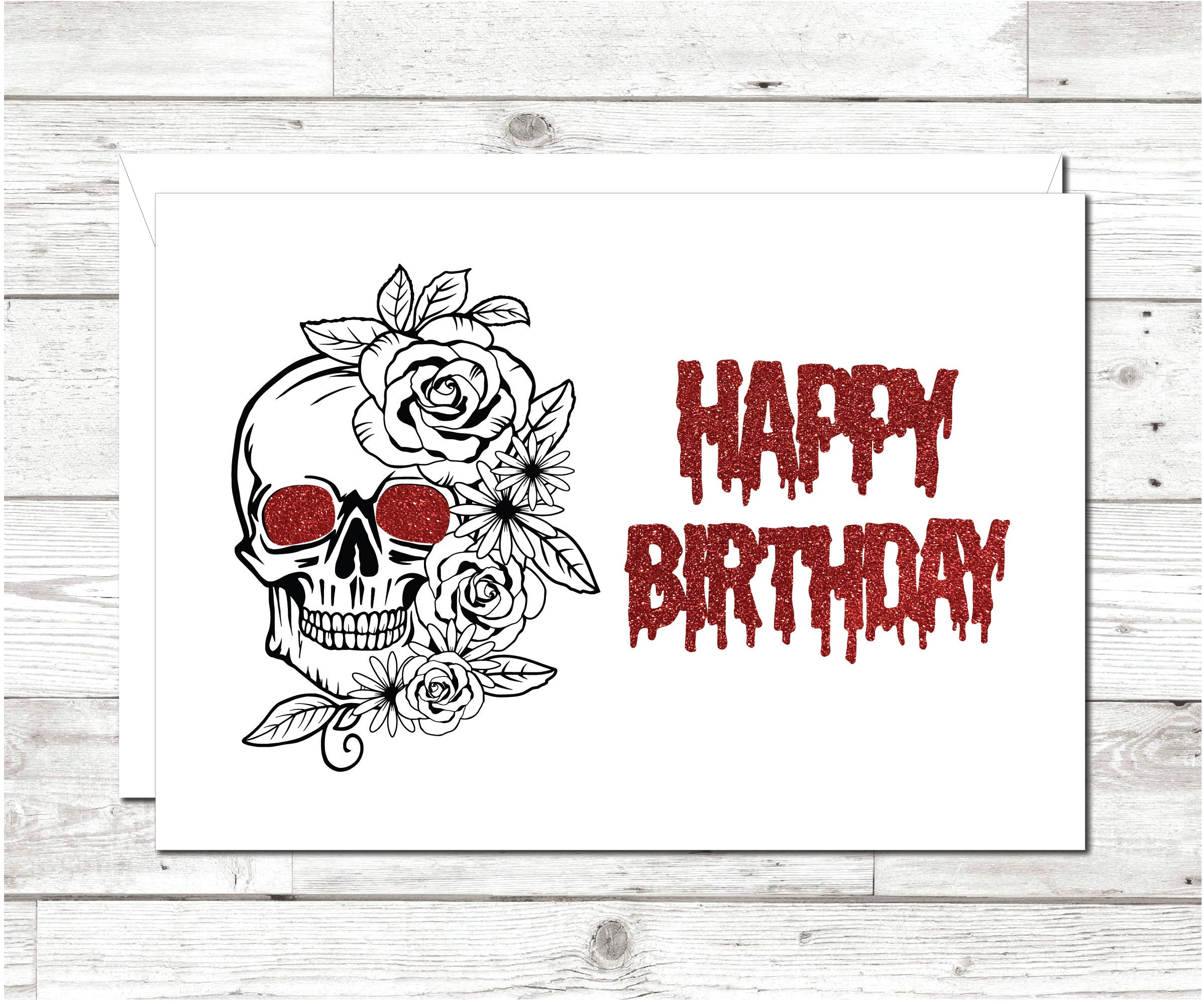 Skull Birthday Card, Spooky Birthday Wishes, Blood Dripping Font, Skull ...