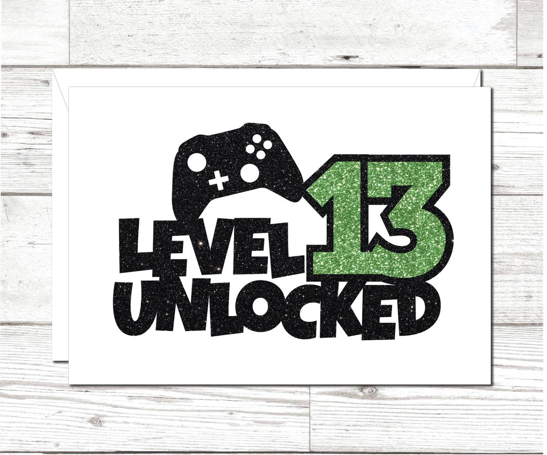 Level Unlocked Card, Level up Card, Numbered Birthday Card, Video Game ...