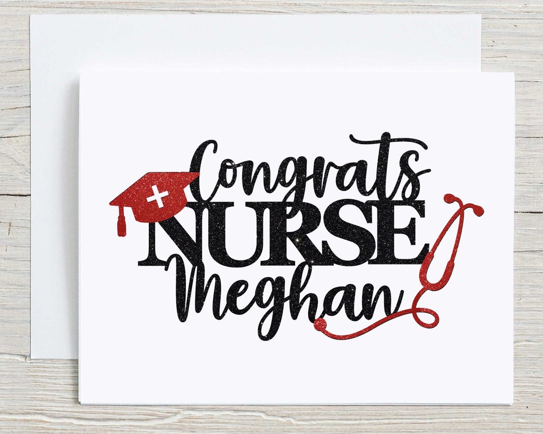 Congrats Nurse Card, Personalized Grad Card, Glitter Graduate Card ...