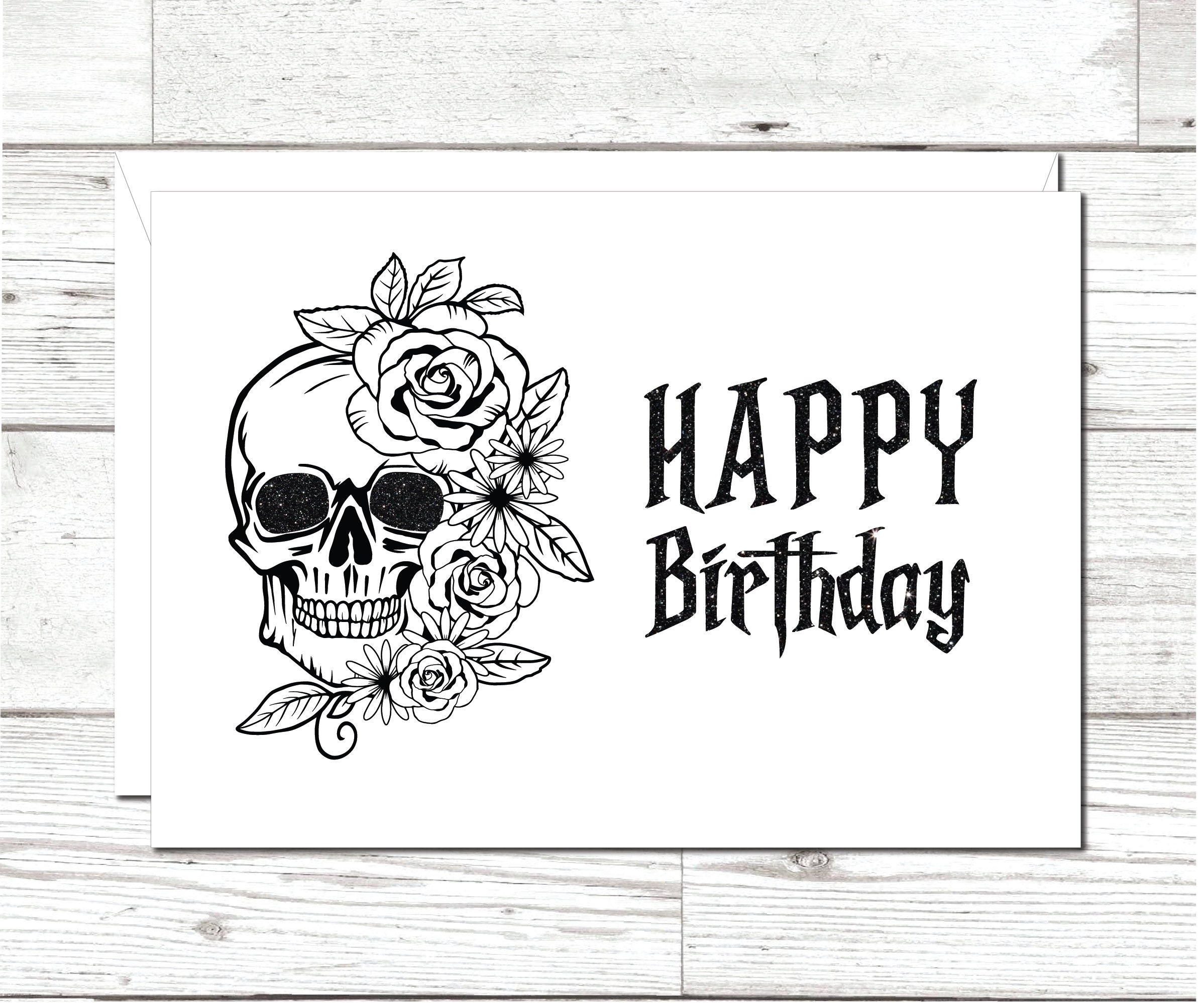 Skull Birthday Card, Spooky Birthday Wishes, Drip Skull Card, Skull ...