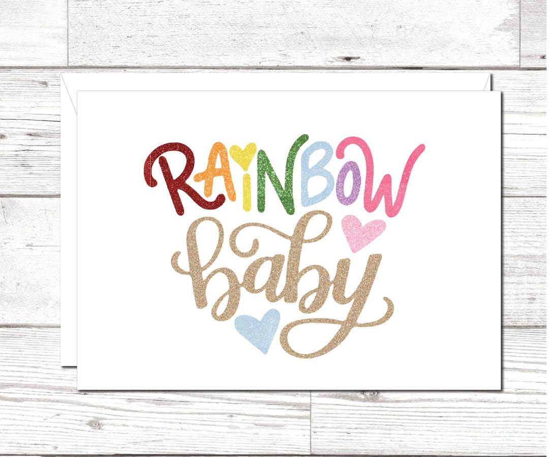 Rainbow Baby Greeting Card: Glitter Cardstock - Etsy