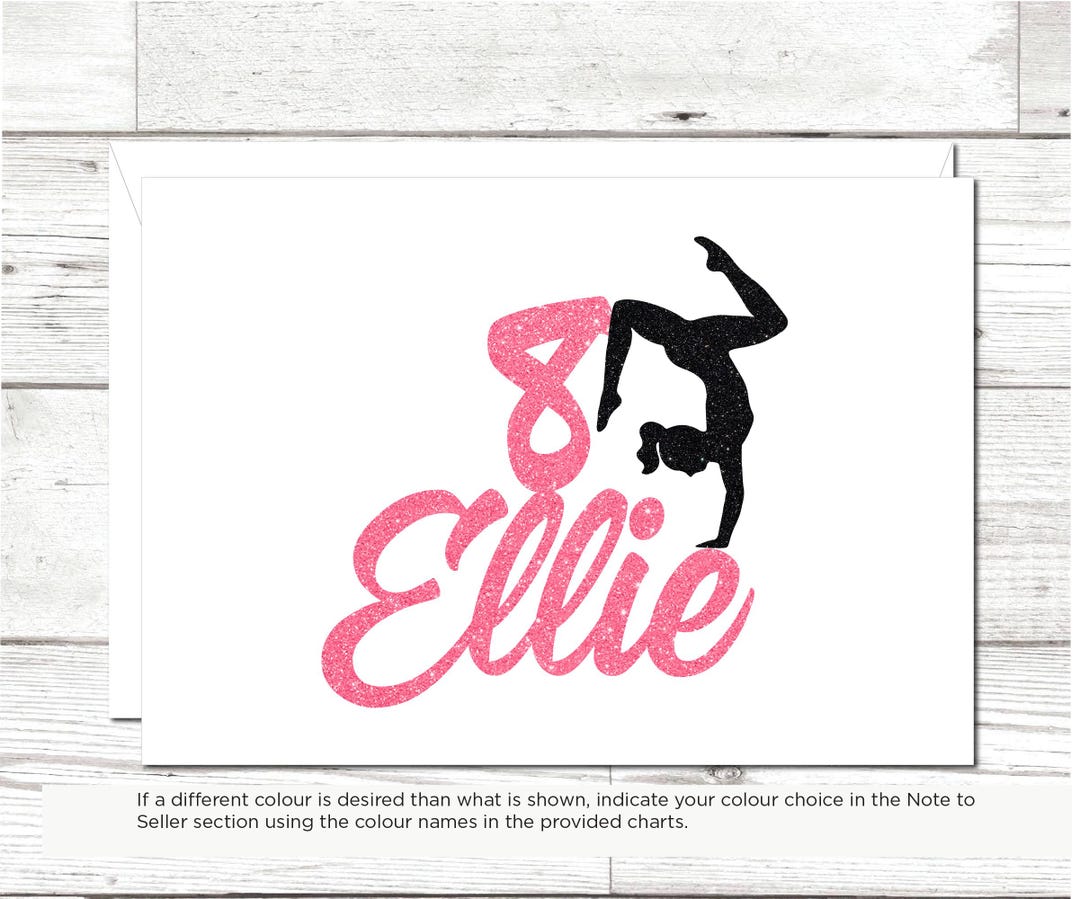 Personalized Gymnastics Birthday Card: Glitter Gymnast, Custom Name ...