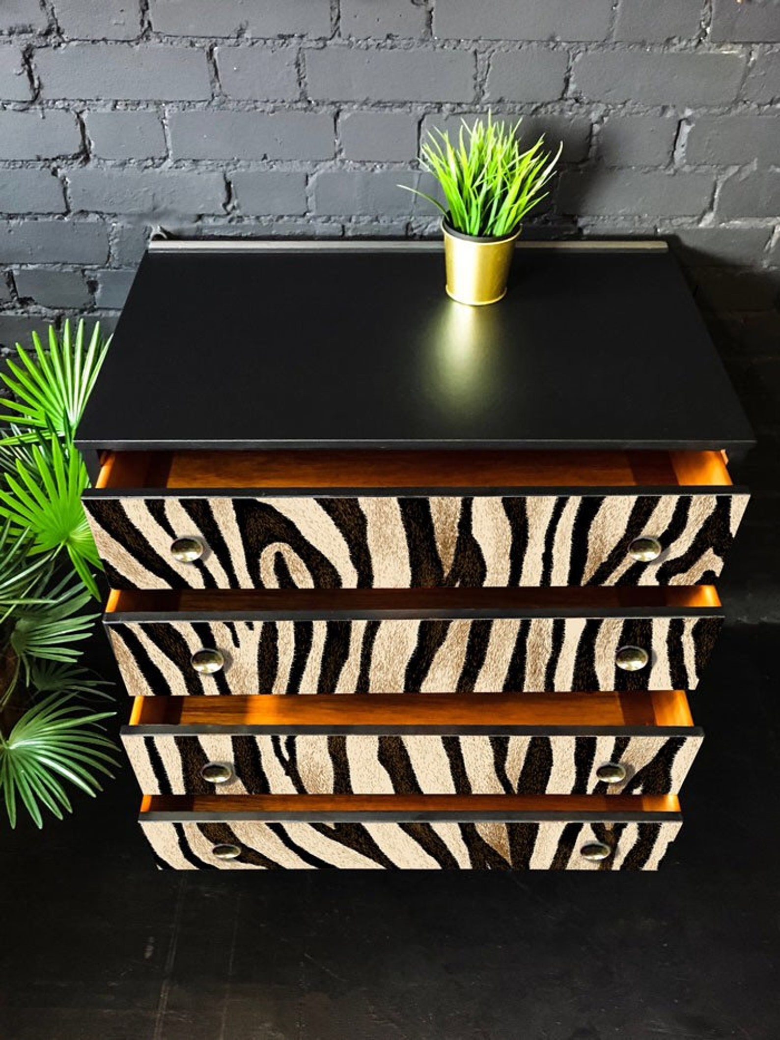 Upcycled Chest of Drawers Painted Furniture Tiger Print - Etsy