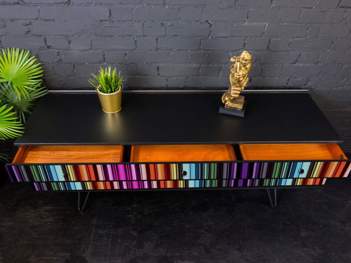 Vintage Upcycled Sideboard Painted Sideboard Retro - Etsy