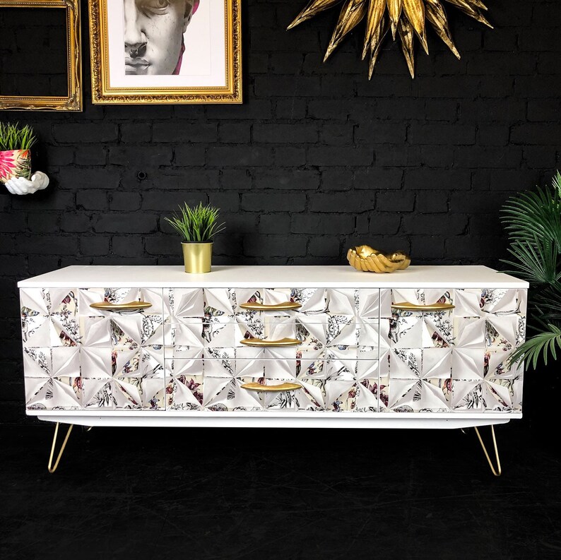 Vintage Upcycled Sideboard Hallway Cupboard Painted - Etsy