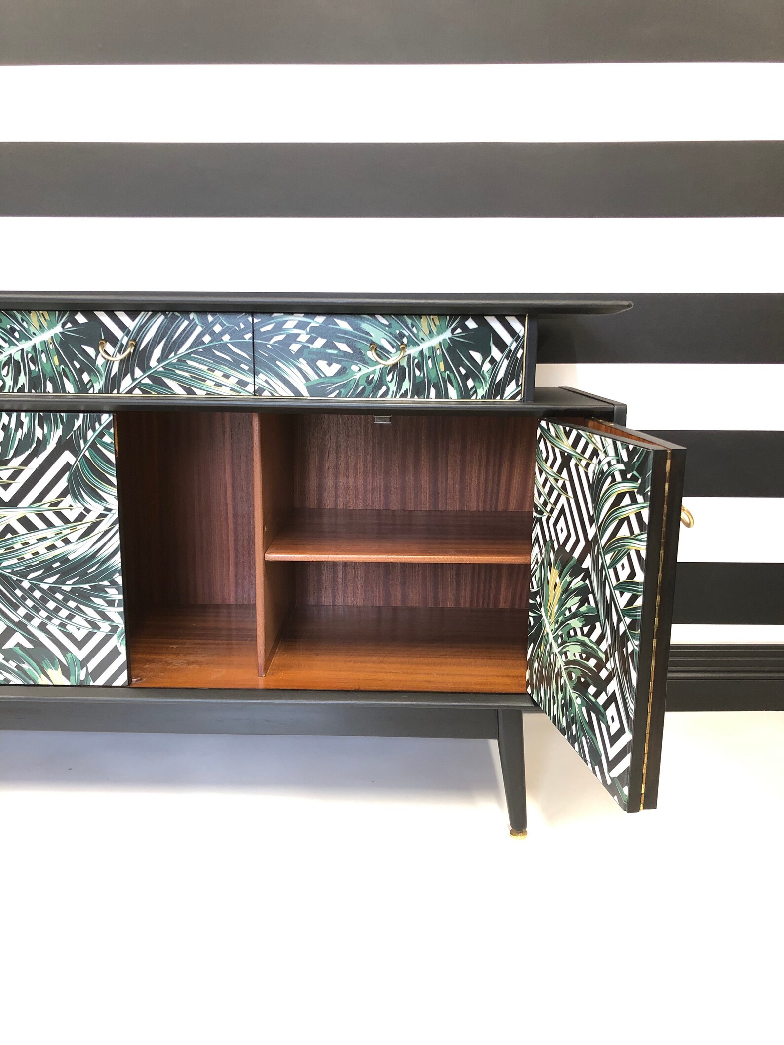 Vintage Upcycled Sideboard Decoupaged With Tropical Print Mid - Etsy