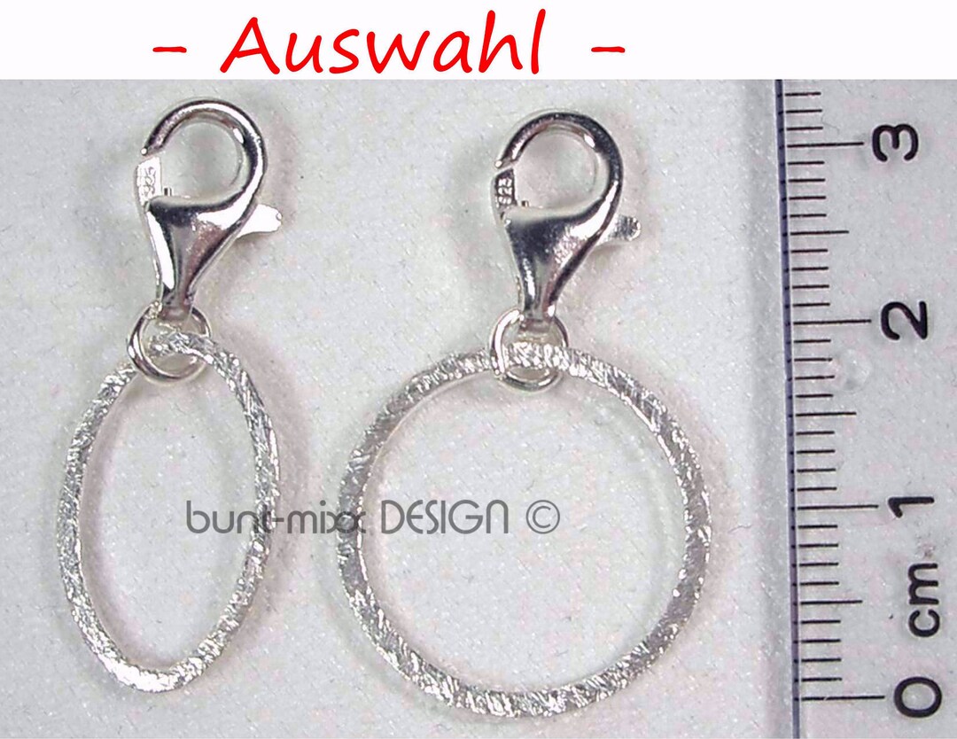 Charm Carrier Charms Ring SELECTION Round Oval 925 SILVER Carabiner ...
