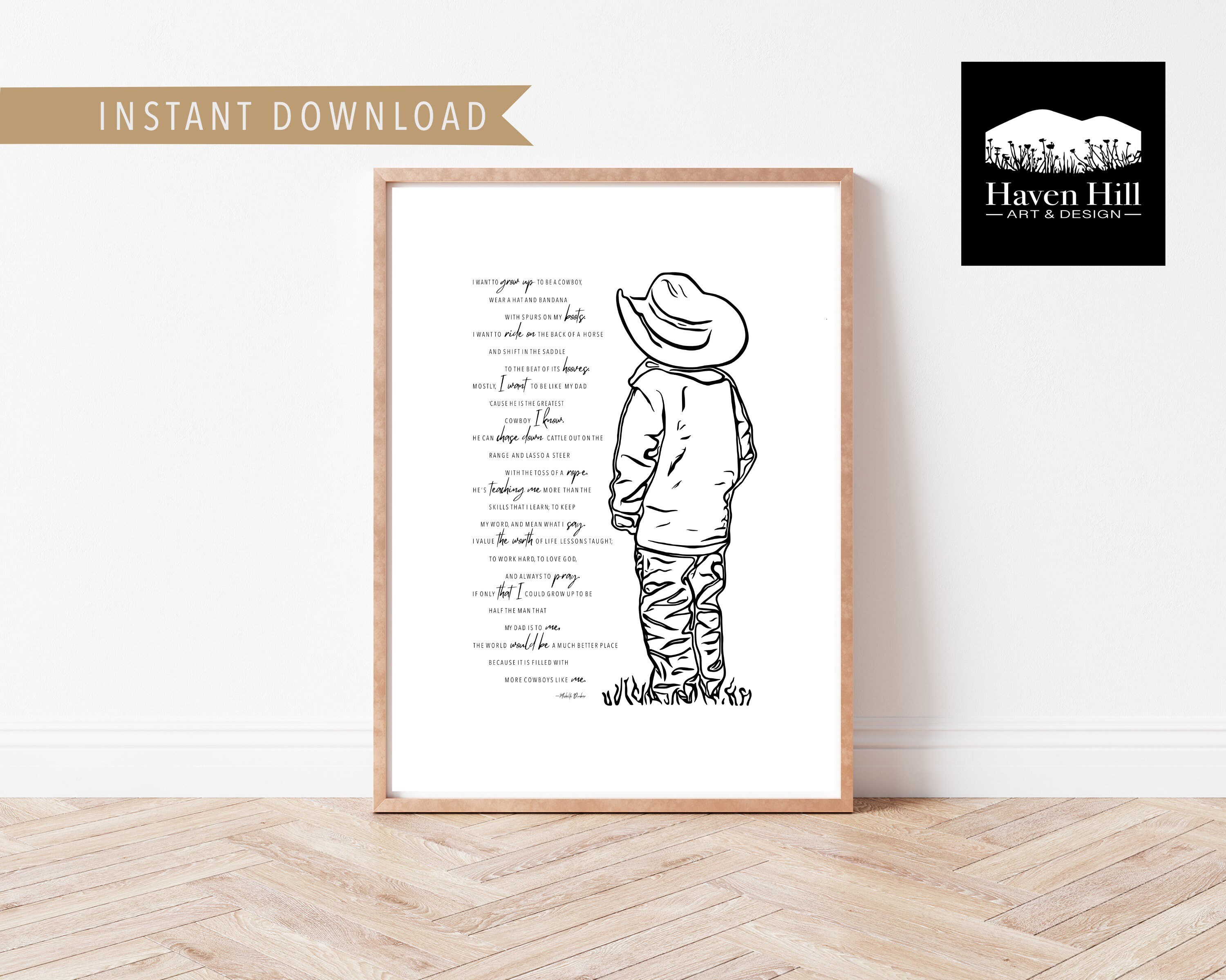 Cowboy Dreams | Instant DIGITAL DOWNLOAD, Printable Wall Art, Cowboy ...