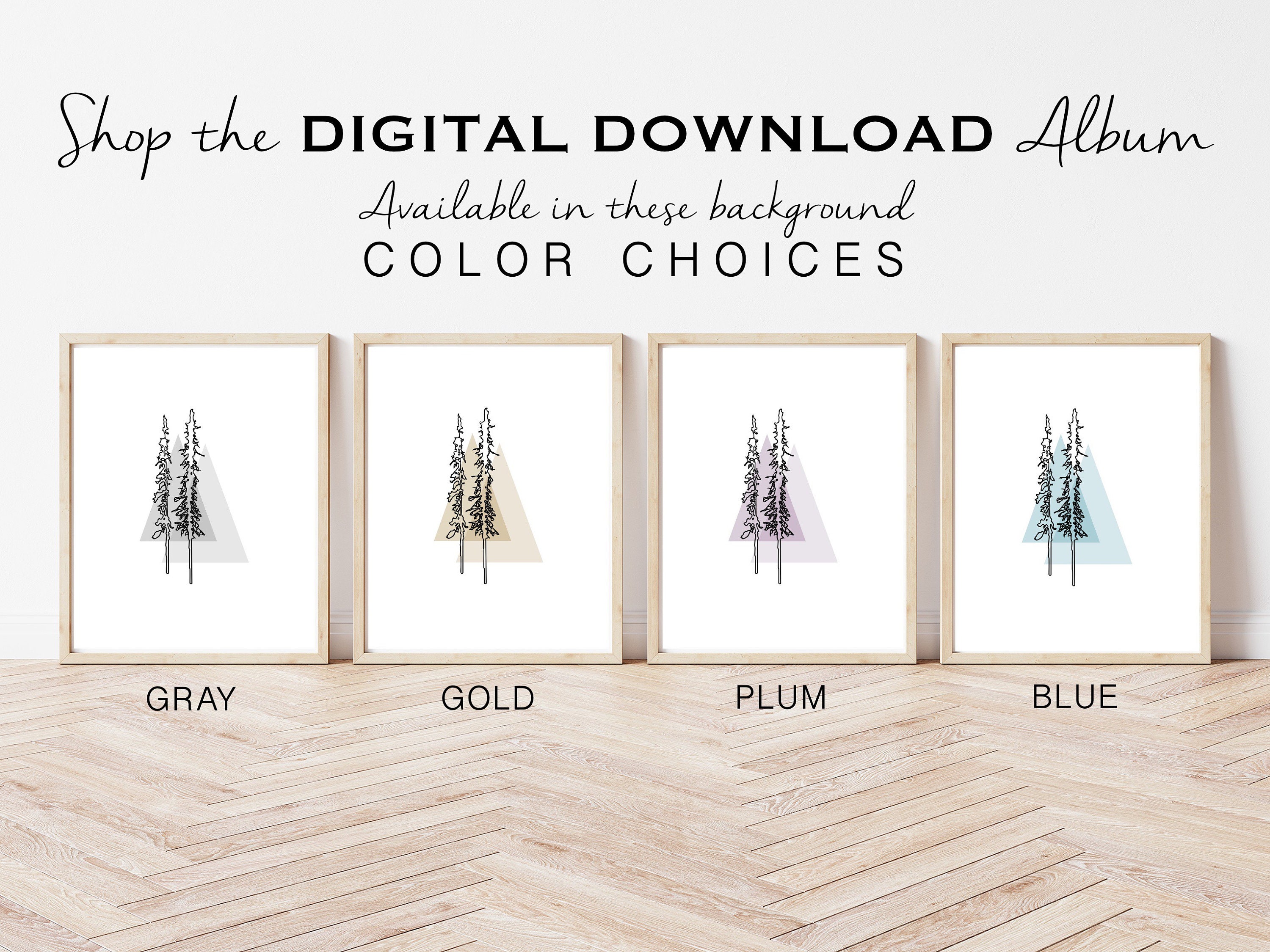 Evergreen Triangle in Gray | Instant DIGITAL DOWNLOAD, Printable Wall ...