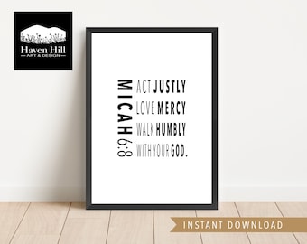 Act Justly, Love Mercy Micah 6:8 Printable - Etsy