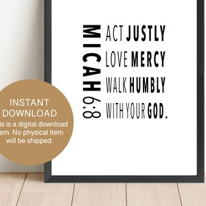 Micah 6:8 | Instant DIGITAL DOWNLOAD , Scripture Verse, Bible Verse ...