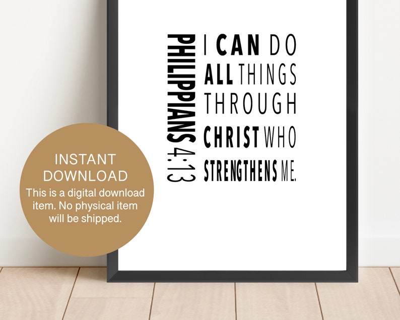 Philippians 4:13 | Instant DIGITAL DOWNLOAD , Scripture Verse, Bible ...