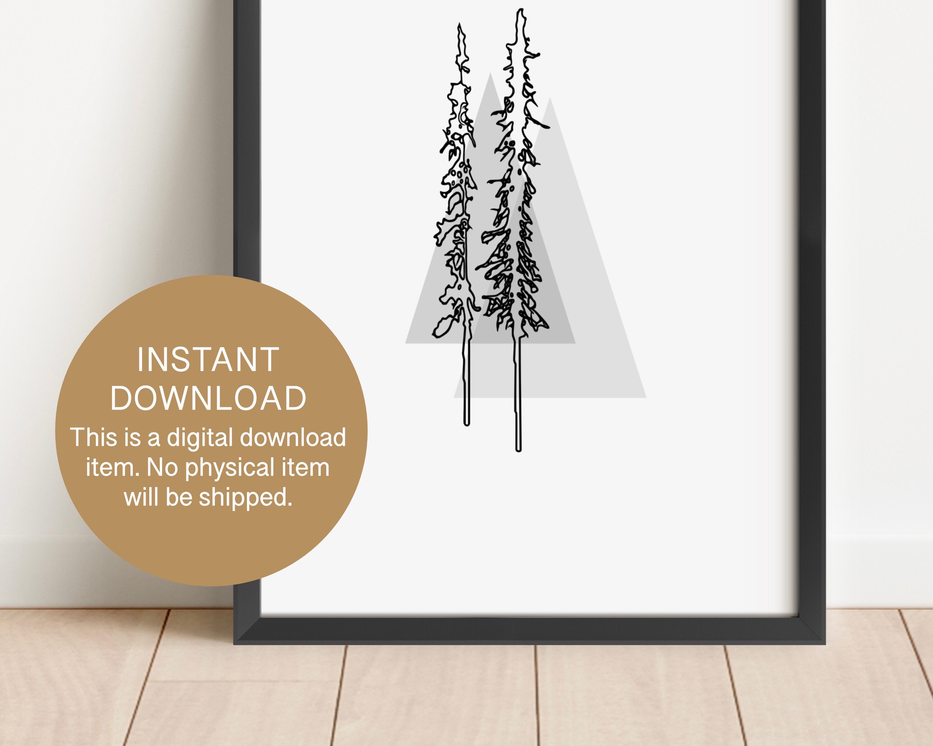 Evergreen Triangle in Gray Instant DIGITAL DOWNLOAD - Etsy
