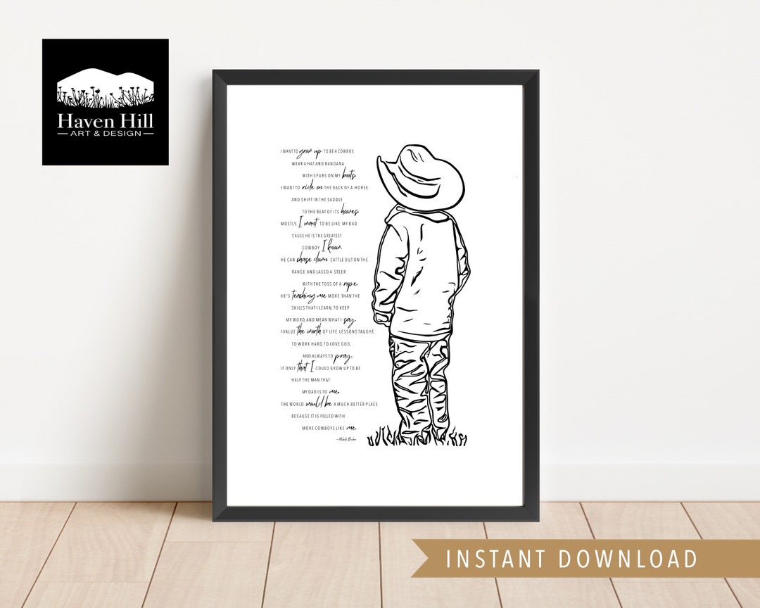 Cowboy Dreams | Instant DIGITAL DOWNLOAD, Printable Wall Art, Cowboy ...