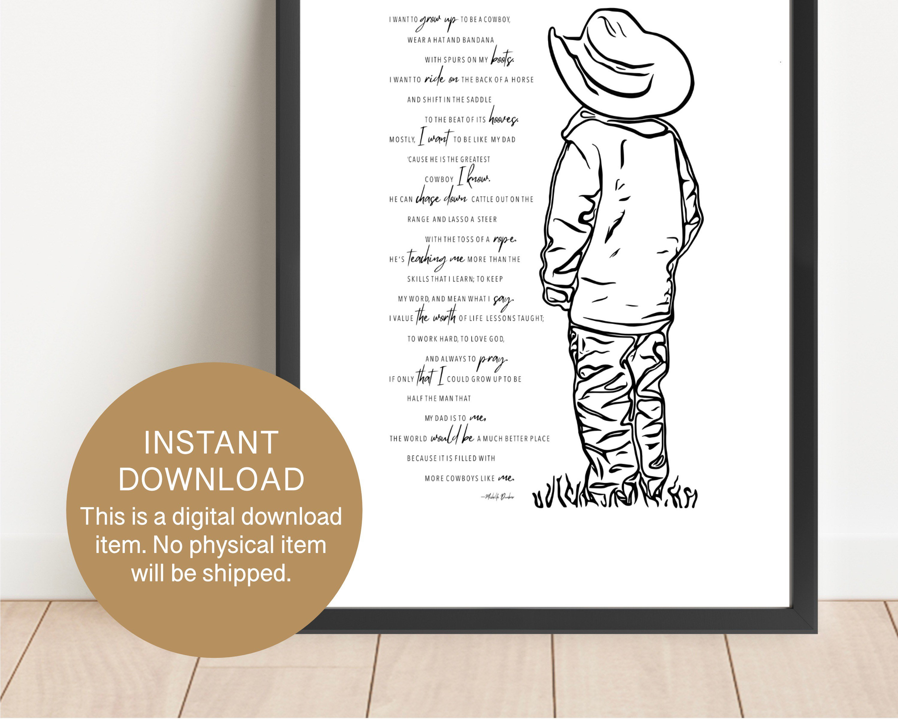 Cowboy Dreams | Instant DIGITAL DOWNLOAD, Printable Wall Art, Cowboy ...