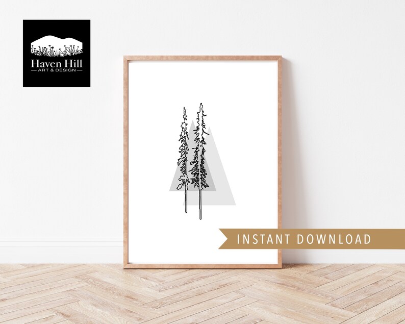 Evergreen Triangle in Gray Instant DIGITAL DOWNLOAD - Etsy