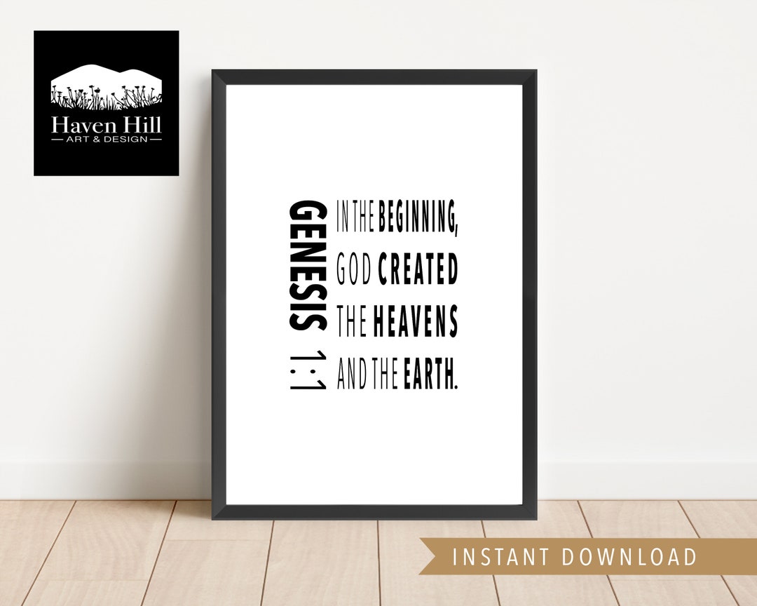 Genesis 1:1 | Instant DIGITAL DOWNLOAD , Scripture Verse, Scripture ...