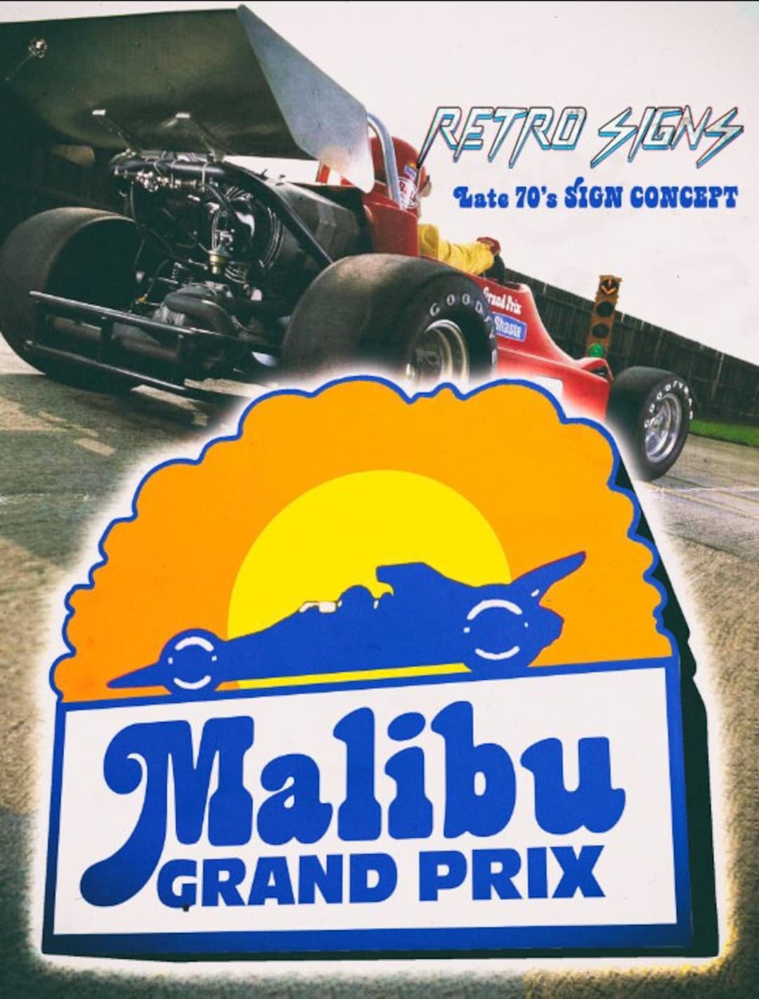 Malibu Grand Prix RETRO Circa 1978 Marquee Led Sign Reproduction Prop Vintage Arcade LED Mancave ...
