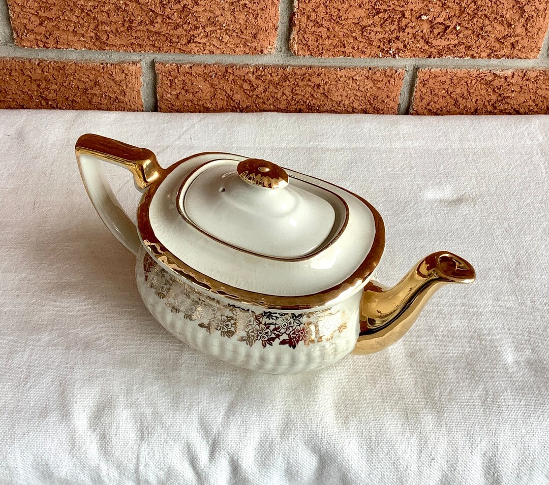 Vintage Gibson Teapot , Gold Gibson Teapot, Vintage Fine China Teapot ...