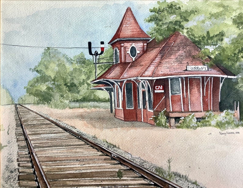Original Signed Watercolour Painting of a Railway Station - Etsy