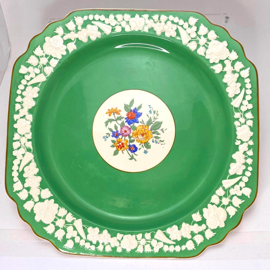 ANTIQUE Large 14 Plate RHAPSODY by George Jones & Sons, England, Green ...