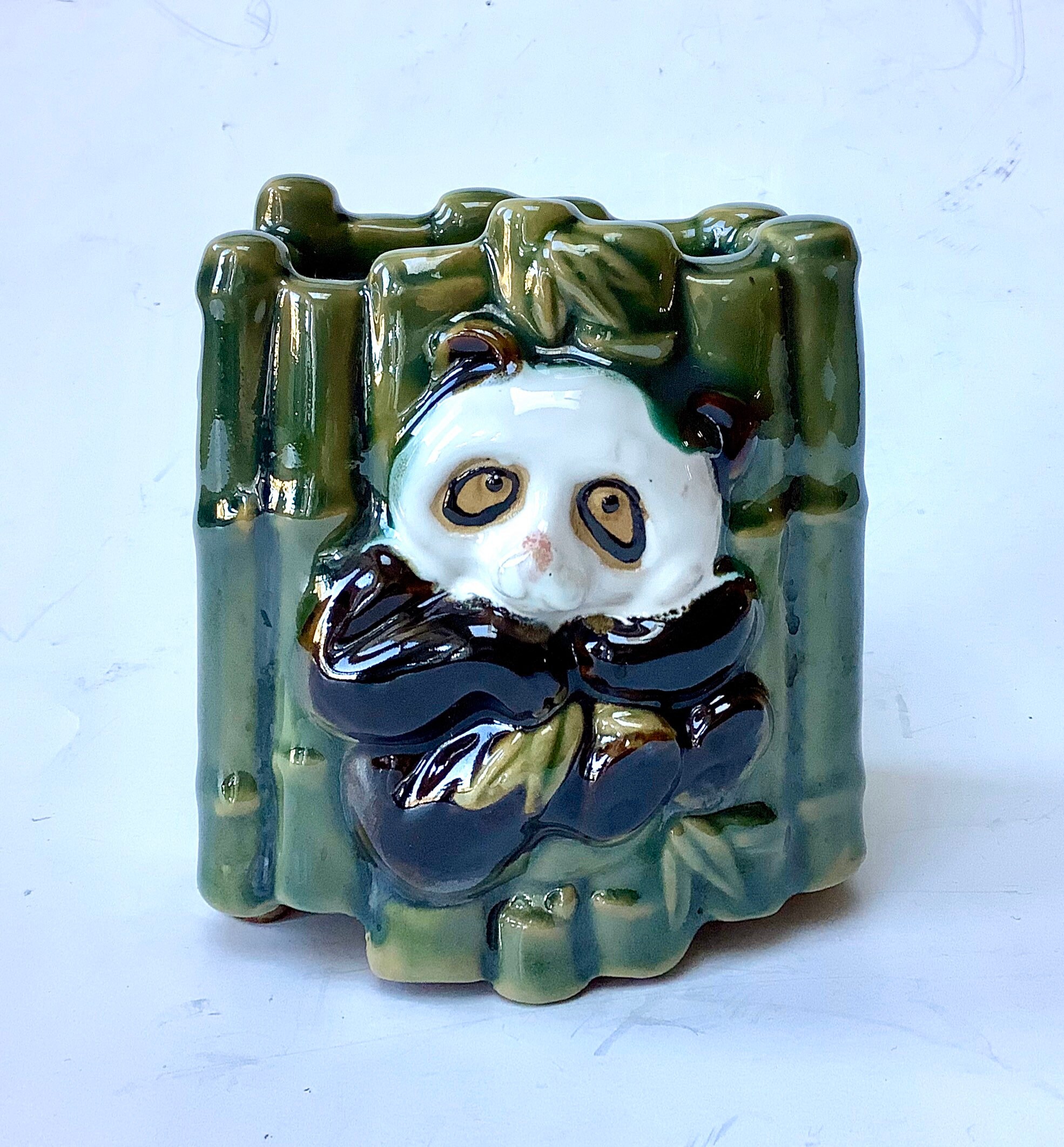 Vintage Ceramic panda bamboo vase Small panda vase Ceramic | Etsy