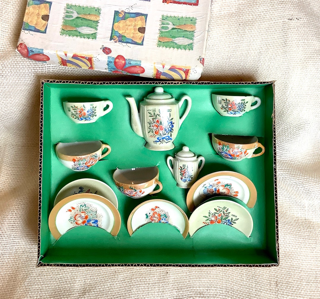 Vintage Toy Ceramic Tea Set, Miniature Ceramic Tea Set in Box - Etsy