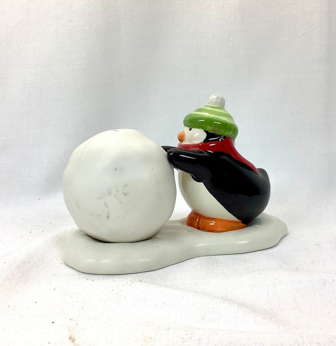 Hallmark Penguin Pushing Snowball Salt & Pepper Set With Tray - Etsy