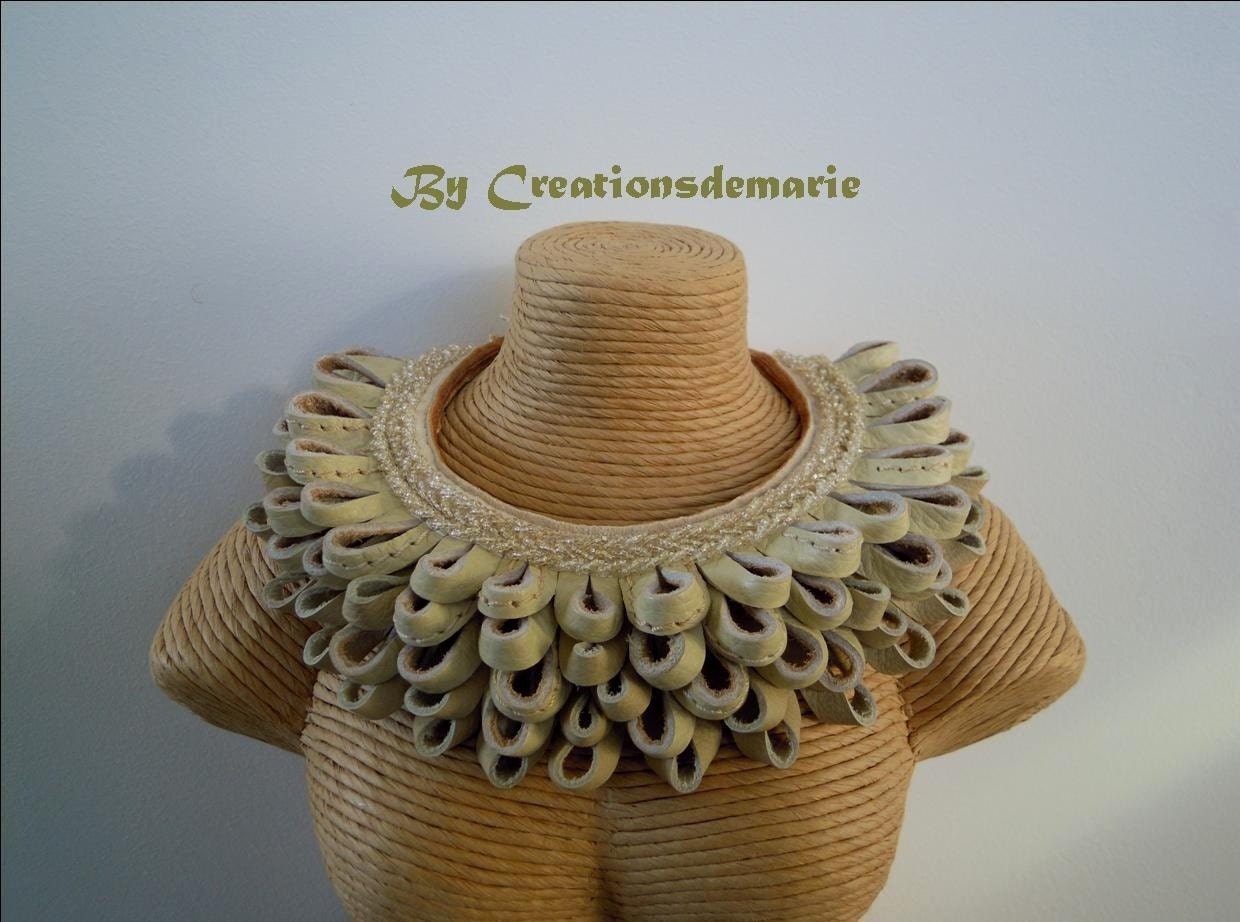 Necklace Plastron Fringes of Customizable Leather Jewel - Etsy