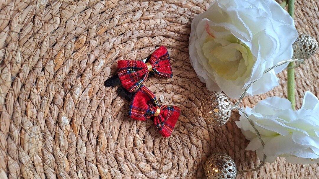 Christmas Barrettes for Mom/little Girl, Matchy Little Red Tartan ...