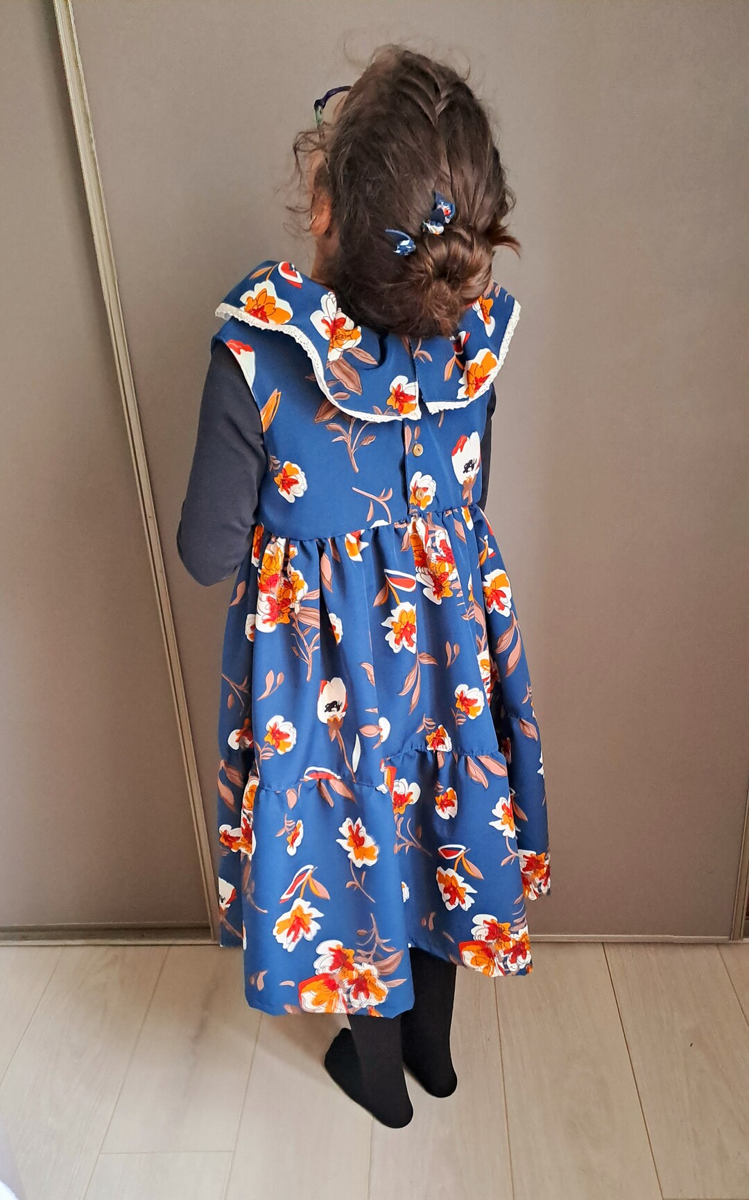 Little Girl's Autumn Winter Boho Floral Dress, Children's Christmas ...