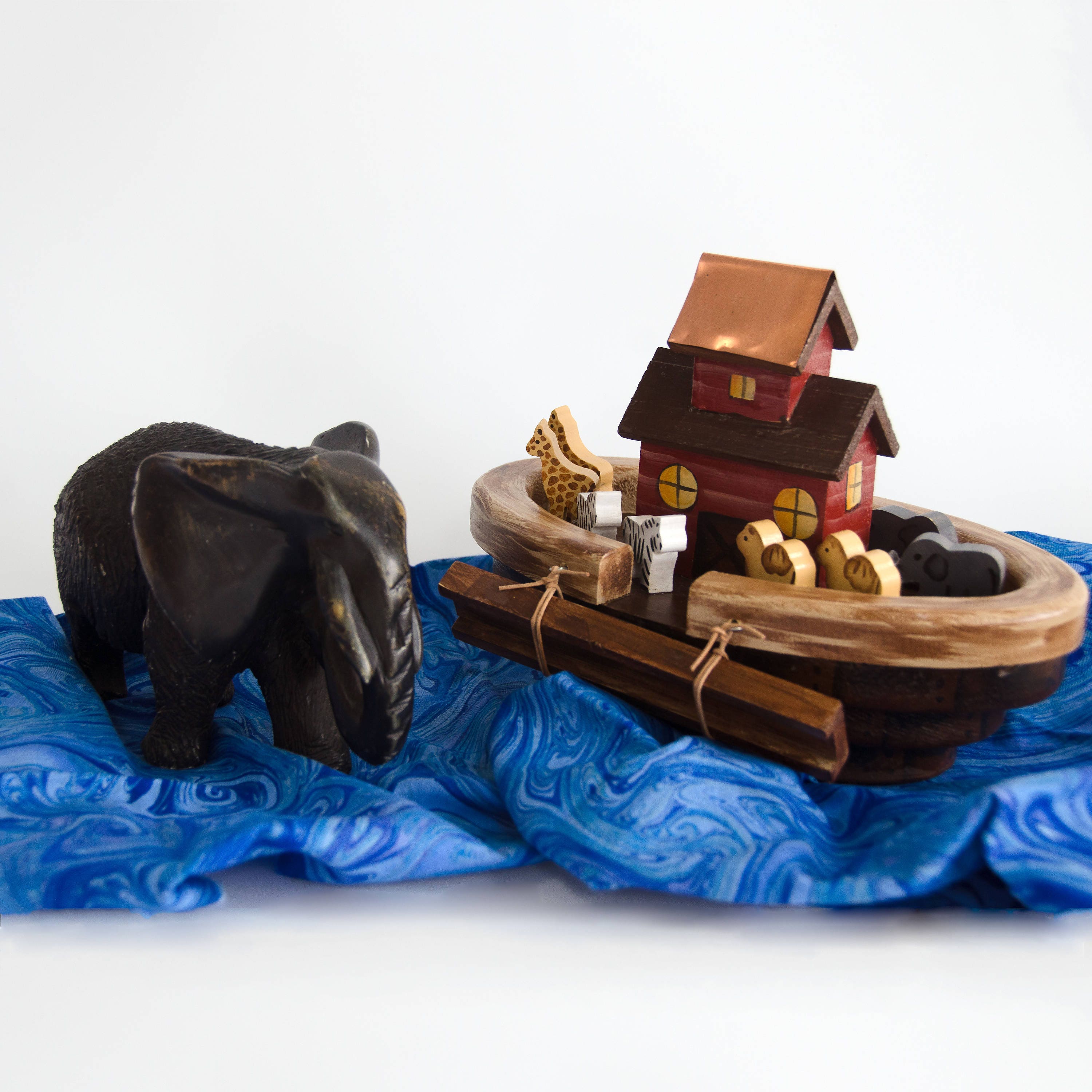 Noah's Ark Decorative Display With Animals, Handpainted - Etsy
