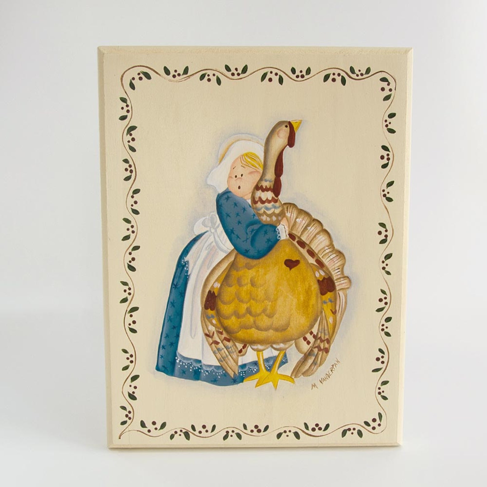 Pilgrim With Turkey Hand Painted Plaque - Etsy