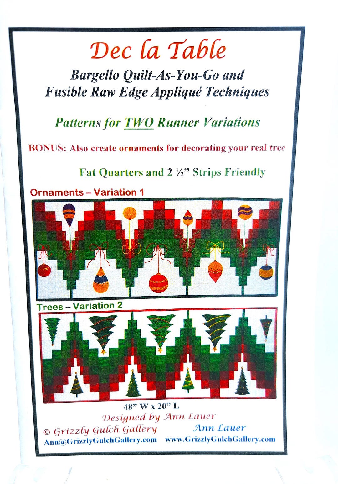 Ornaments and Trees Table Runner Pattern 2 Designs Pieced - Etsy
