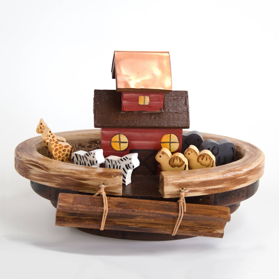 Noah's Ark Decorative Display With Animals, Handpainted - Etsy