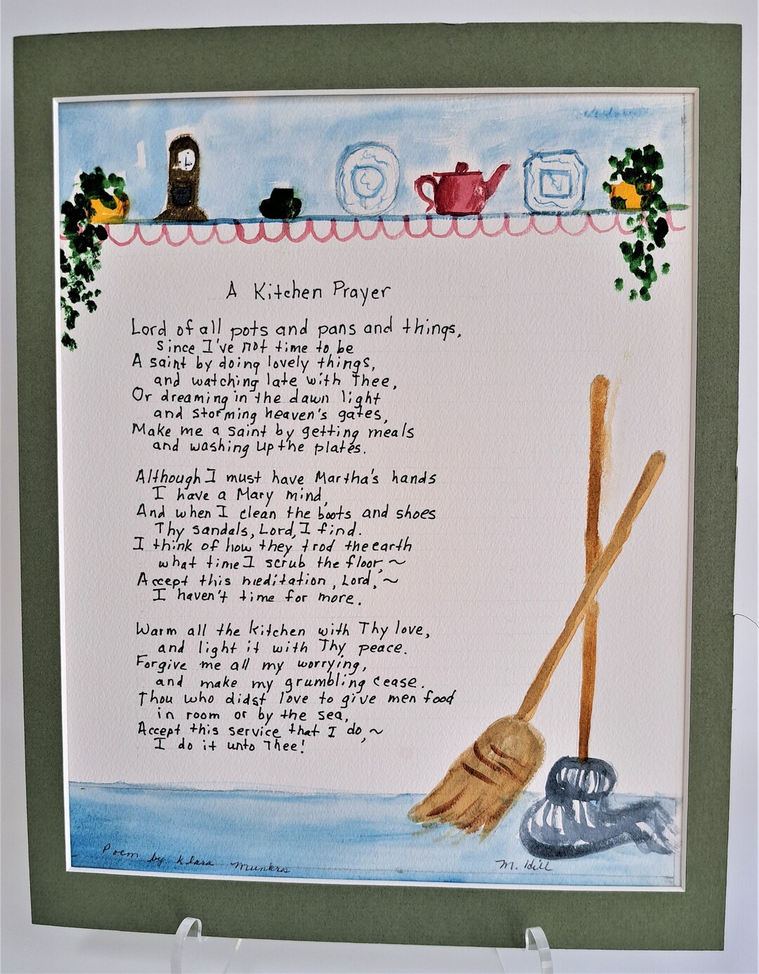 Watercolor Handpainted Kitchen Prayer Poem With Mat - Etsy