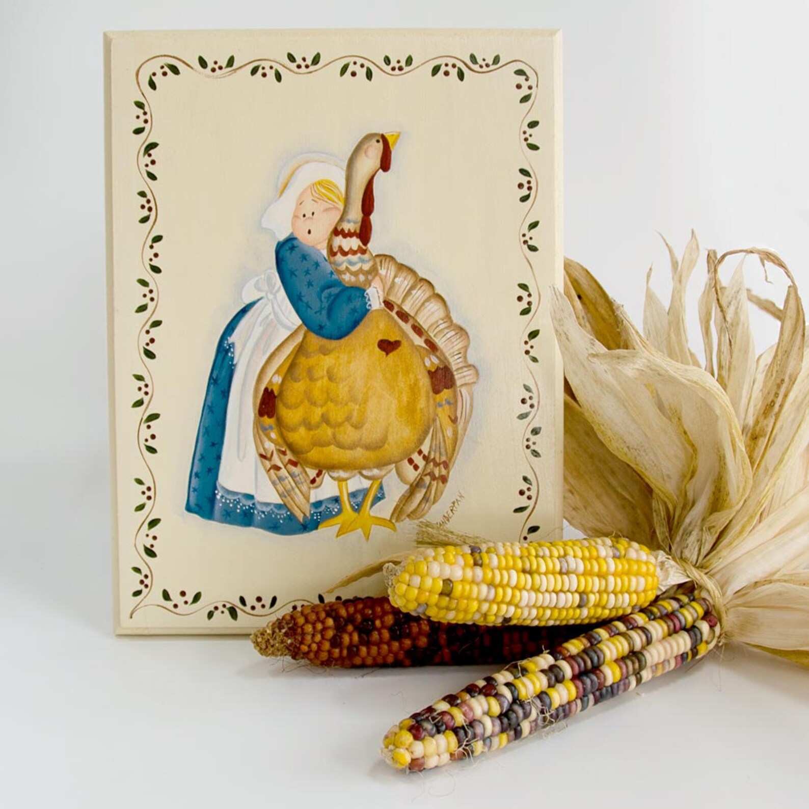 Pilgrim With Turkey Hand Painted Plaque - Etsy