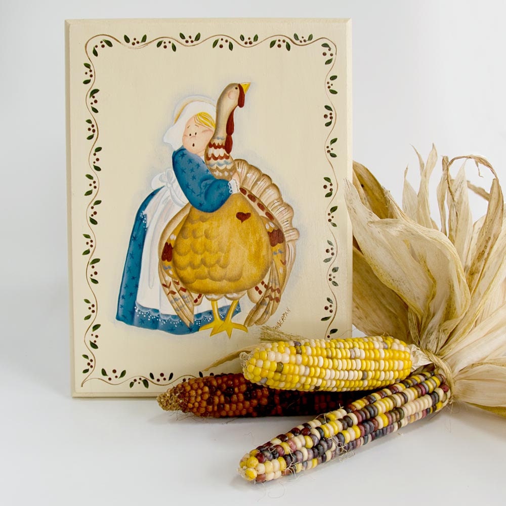 Pilgrim With Turkey Hand Painted Plaque - Etsy