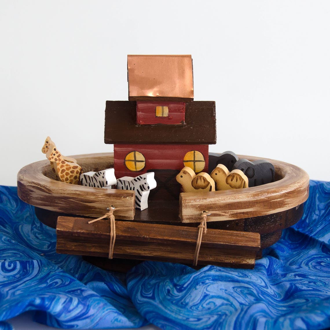 Noah's Ark Decorative Display With Animals, Handpainted - Etsy