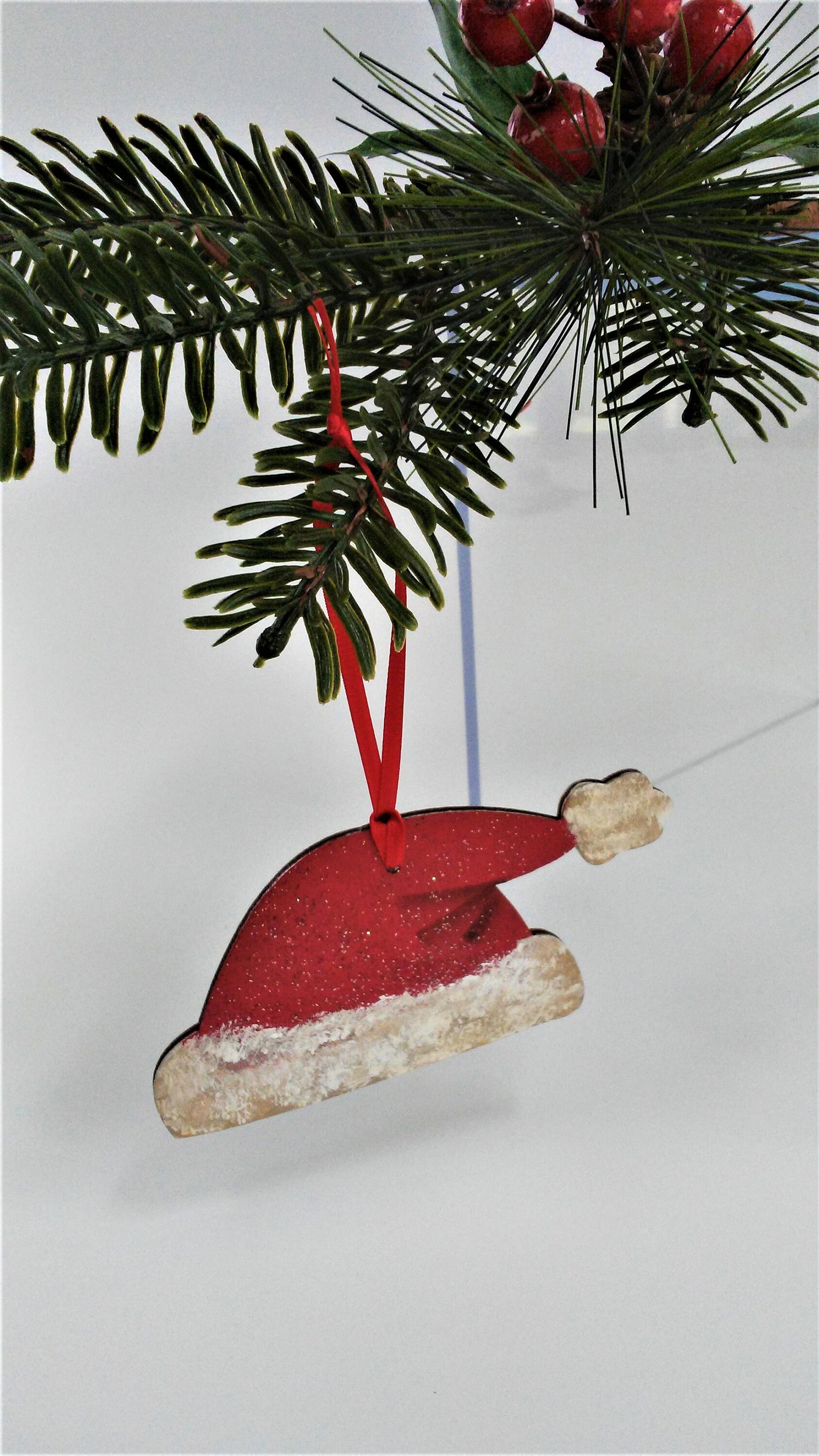 Santa Hat Christmas Ornament Red Sparkles - Etsy