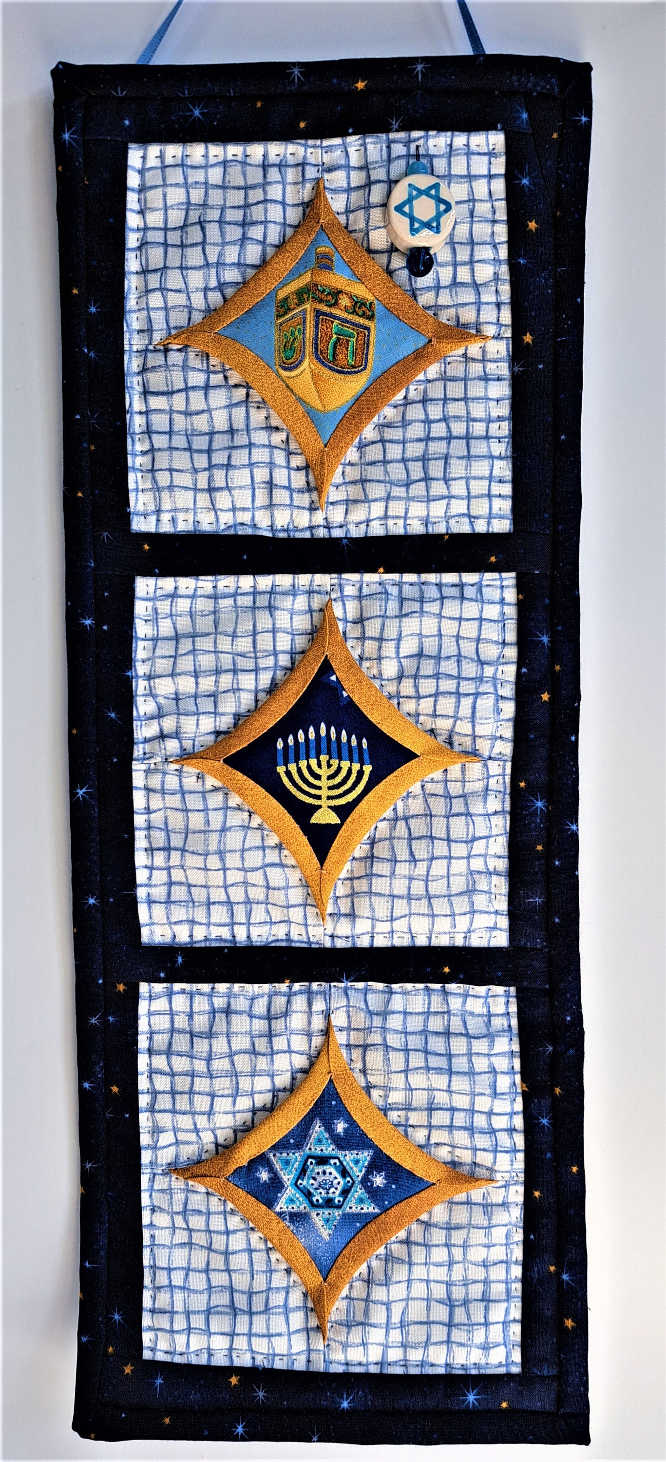 Hanukkah Themed Mini Wall Quilt With Beads - Etsy