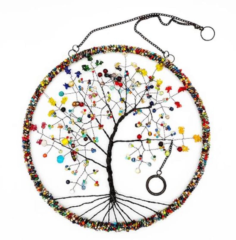 Beaded Tree of Life Dream Catcher: Wire Wrapped Hanging Decor - Etsy