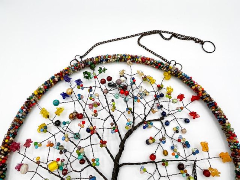 Beaded Tree of Life Dream Catcher: Wire Wrapped Hanging Decor - Etsy
